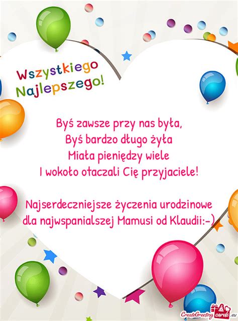 Najserdeczniejsze życzenia urodzinowe dla najwspanialszej Mamusi od
