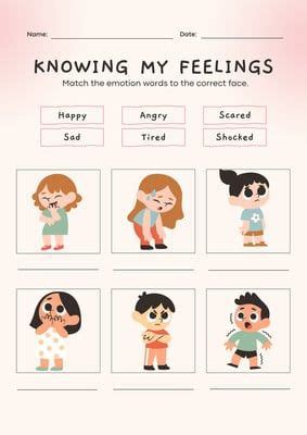 Emotion Words Emotions Feelings Worksheets Templates Writing