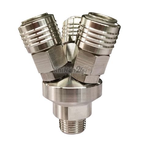 Chạc chia 2 và 3 đầu khớp nối nhanh khí nén inox 304 chịu áp lực cao
