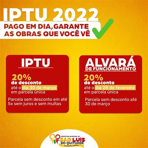 Pague seu IPTU em parcela única e garanta 20 de desconto Prefeitura