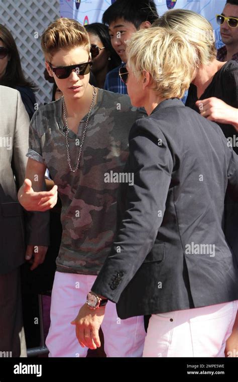 Justin Bieber Ellen Degeneres And Portia De Rossi At The Teen