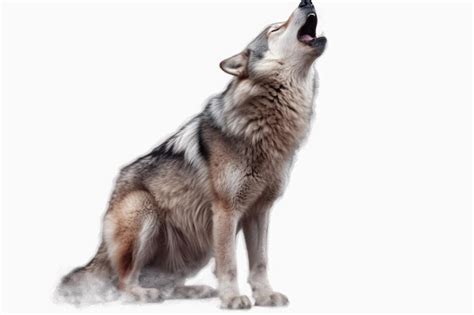 Wolf Howling Isolated On Transparent Background Premium AI Generated