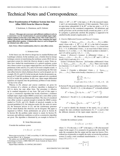 pdf direct transformation of nonlinear systems into state affine miso form and nonlinear