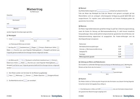Mietvertrag Ratgeber Kostenlose PDF Und Word Vorlage Itsmydata