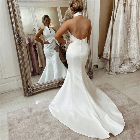 High Collar Halter Wedding Dress