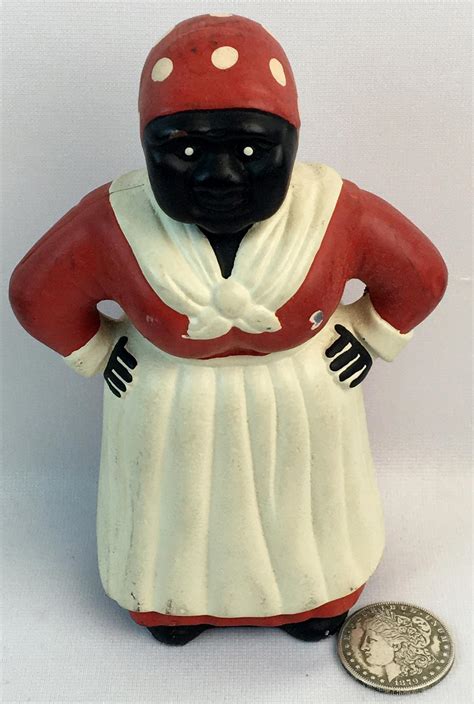 Antique Cast Iron 8 Aunt Jemima Coin Bank Figurine Black Americana