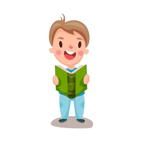 Lindo niño feliz leyendo un libro concepto de educación y conocimiento