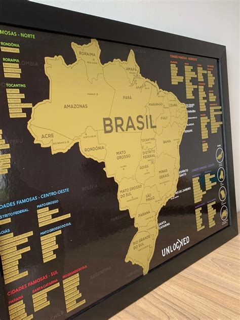 Mapa Do Brasil De Raspar Unlocked Moldura 66x46 Cm