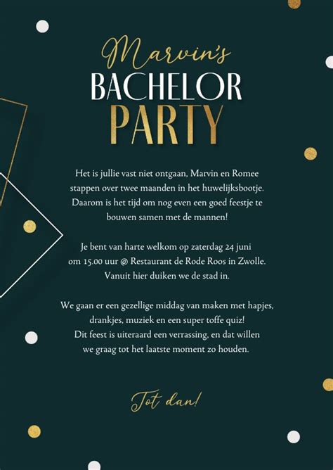 Uitnodiging Bachelor Party Waterverf Grafisch Kaartje2go