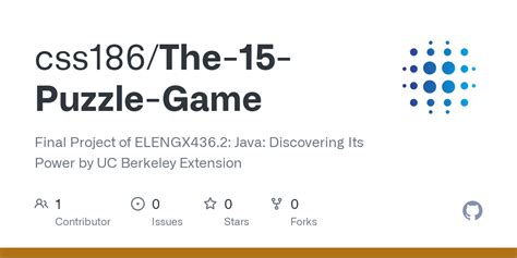 GitHub Css186 The 15 Puzzle Game Final Project Of ELENGX436 2 Java