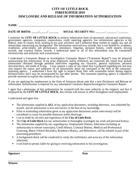 DISCLOSURE AND RELEASE OF INATION AUTHORIZATION Doc Template PdfFiller