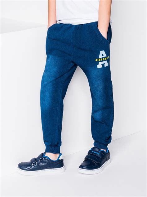 Spodnie dziecięce dresowe KP005 jeansowe żółte KP005 Sklep Ombre