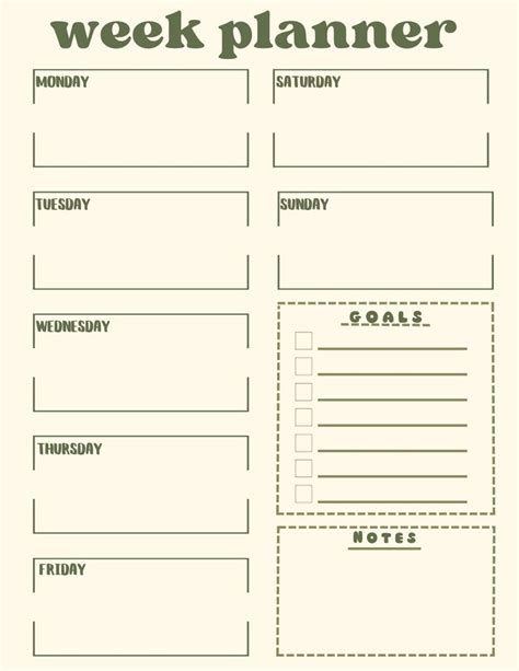 Week Planner Daily Planner Template Study Planner Weekly Planner