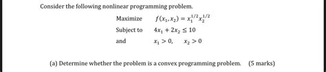 solved consider the following nonlinear programming problem