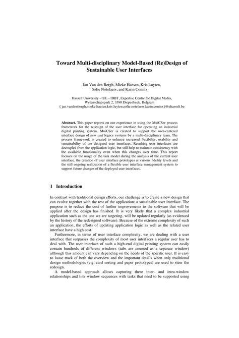 pdf toward multi disciplinary model based re design of sustainable user interfaces