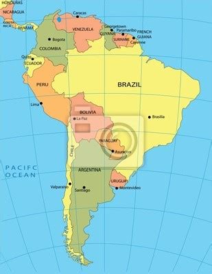 Mapa Pol Tico Da Am Rica Do Sul Pinturas Para A Parede Quadros
