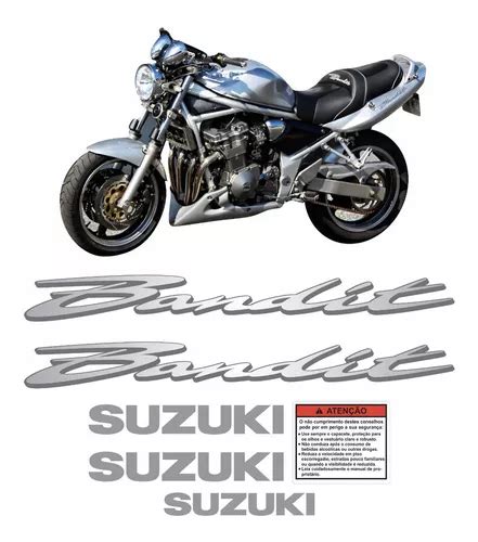 Kit Jogo Faixa Emblema Adesivo Suzuki Bandit 600n 2006 Prata