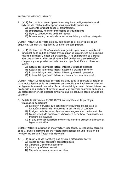 Examen M Todos Cl Nicos Preguntas Y Respuestas Warning Tt