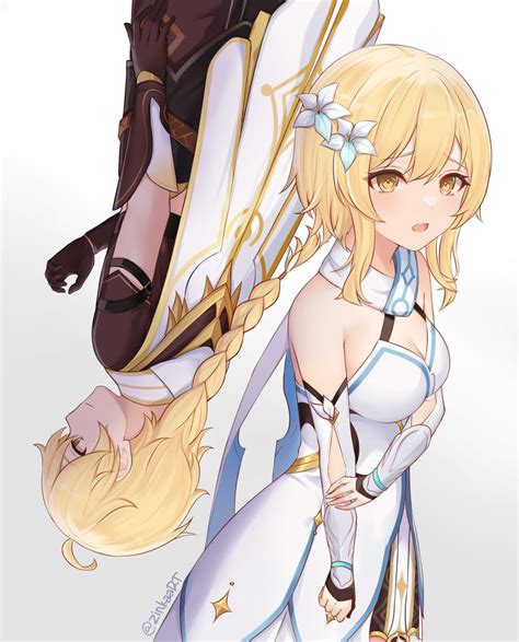 Lumine And Aether Genshin Impact Drawn By Zinkaa Danbooru