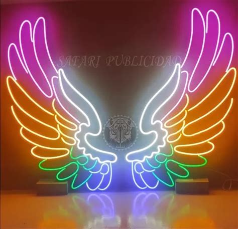 Cartel Alas Multicolor Ne N Led Flex Leyendas Logos