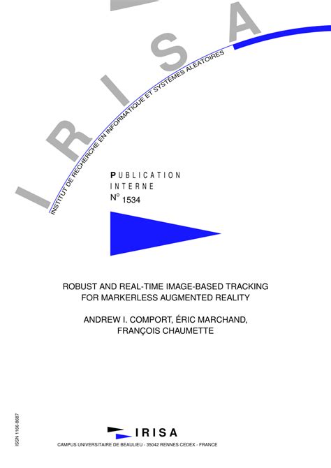 pdf robust and real time image based tracking for markerless augmented reality