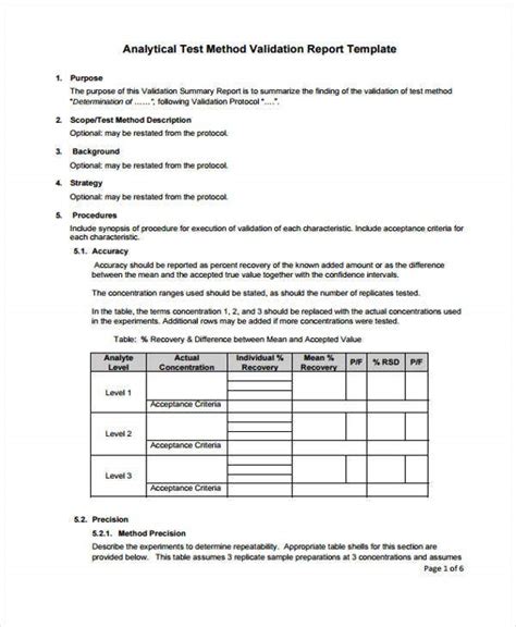 process validation validation report template
