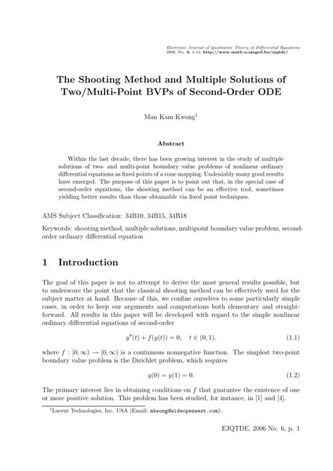 pdf the shooting method and multiple solutions of two multi point bvps of second order ode