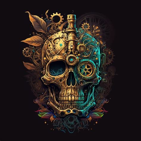 Premium Photo A Skull With A Steampunk Style Skull And Gears On A