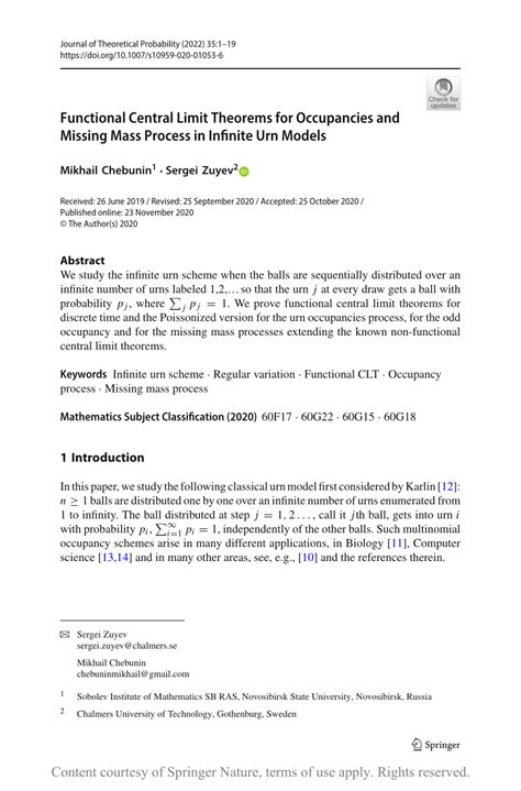 pdf functional central limit theorems for occupancies and missing mass process in infinite urn