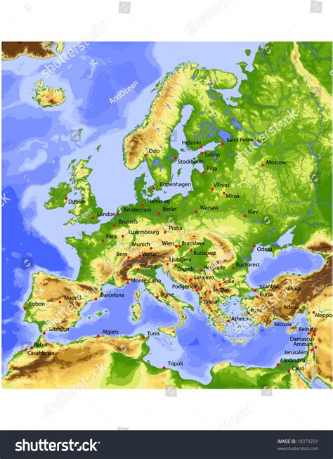 Europe Physical Map Rivers