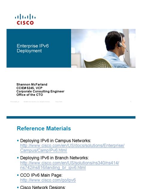 enterprise ipv6 deployment shannon mcfarland ccie 5245 vcp corporate consulting engineer