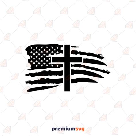 American Distressed Flag With Cross SVG USA Flag With Cross Instant