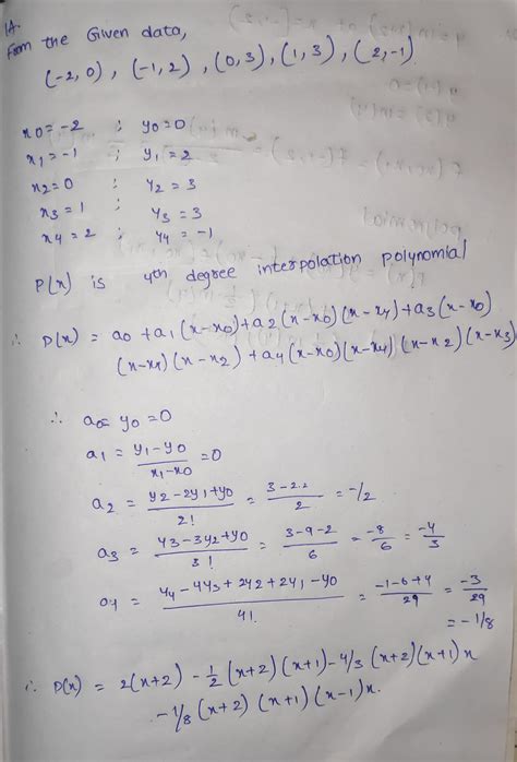 [solved] 1 find the interpolating polynomial using newton s interpolation course hero