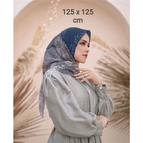 Jual Sale Hijab Syari Jillaa Navy Cod Kerudung Voal Motif Segi