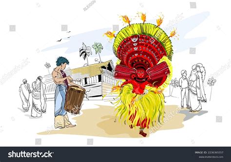 Festival Of Kerala Theyyam Illustration Royalty Free Stock Vector