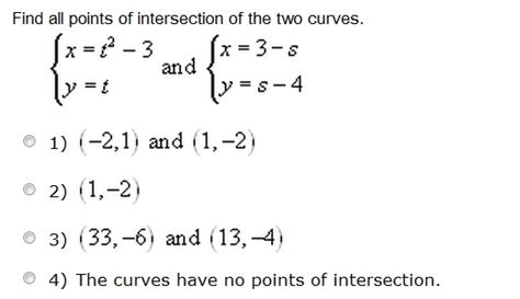 solved find all points of intersection of the two curves