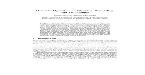 pdf memetic algorithms in planning scheduling and timetabling pdfslide