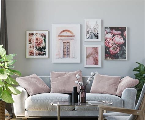 Floral Print Set Pink Green Wall Art Set Of 5 Prints Large Print