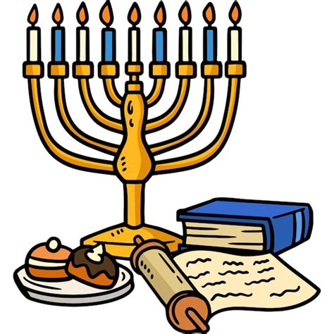 Hanukkah Menorah Dibujos Animados Coloreados Clipart Vector Premium