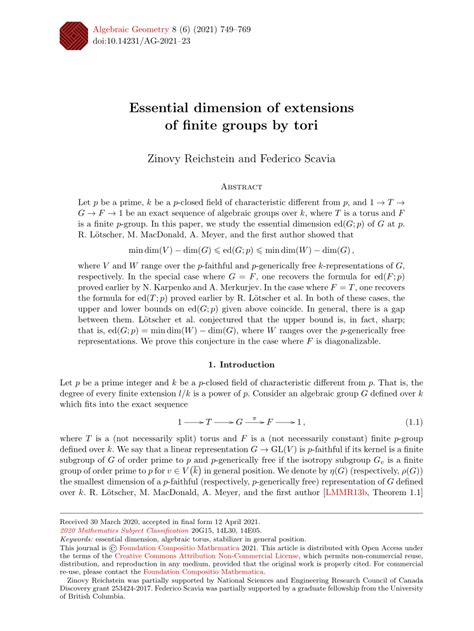 pdf essential dimension of extensions of finite groups by tori