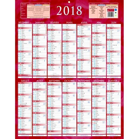 Stock Bureau BOUCHUT Calendrier Bancaire Année Civile 1 Face 14 Mois