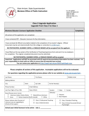 Fillable Online Opi Mt Class 2 Upgrade Application Fax Email Print