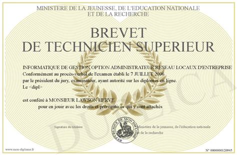 BREVET DE TECHNICIEN SUPERIEUR