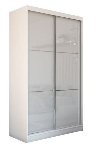 Szafa garderoba 120 cm przesuwna szkło lacobel Połysk VENTO Biała