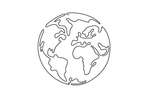 Desenho de linha contínua de linha vetorial da terra ilustração