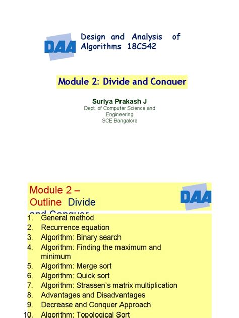 module 2 divide and conquer design and analysis of algorithms 18cs42 pdf discrete