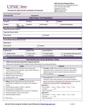 Requisition Form UPMC Molecular Genomic Pathology Lab Fill And Sign