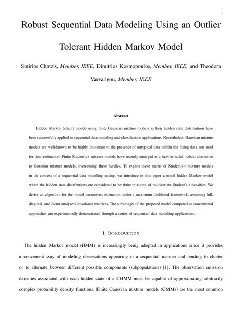 pdf robust sequential data modeling using an outlier tolerant hidden markov model