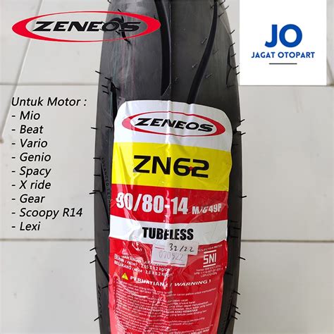 Jual JAGAT Ban Motor Matic ZENEOS ZN62 90 80 Ring 14 Tubeless