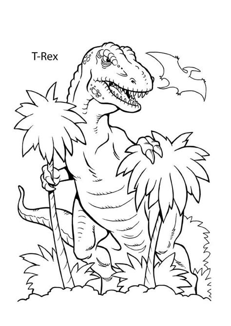 T Rex mit zwei Bäumen Ausmalbilder Kostenlos herunterladen ausdrucken